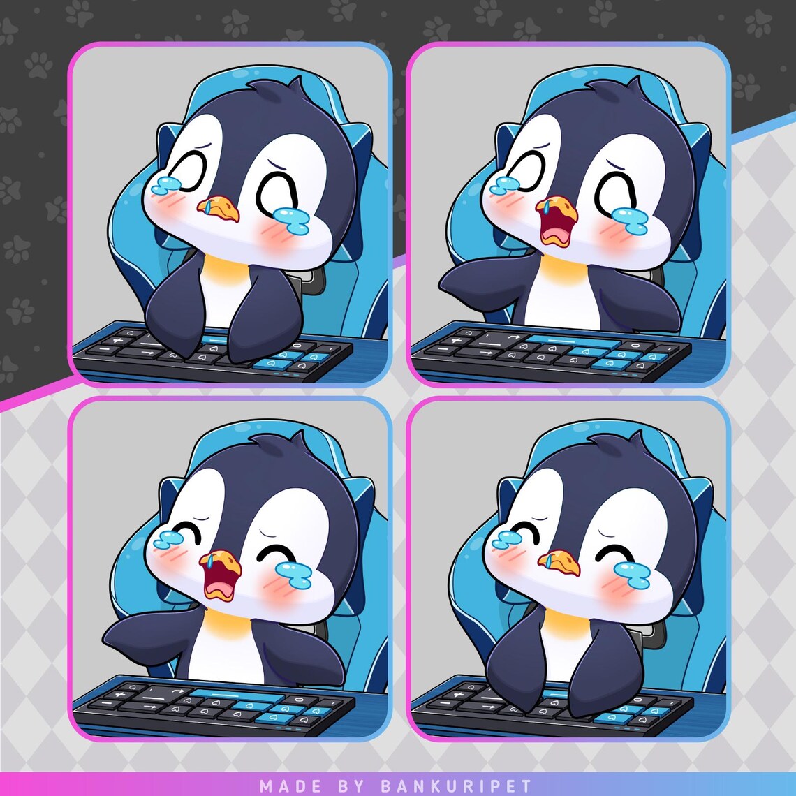 Gamer Penguin Pngtuber | Avatar for Streaming Twitch, Discord and ...