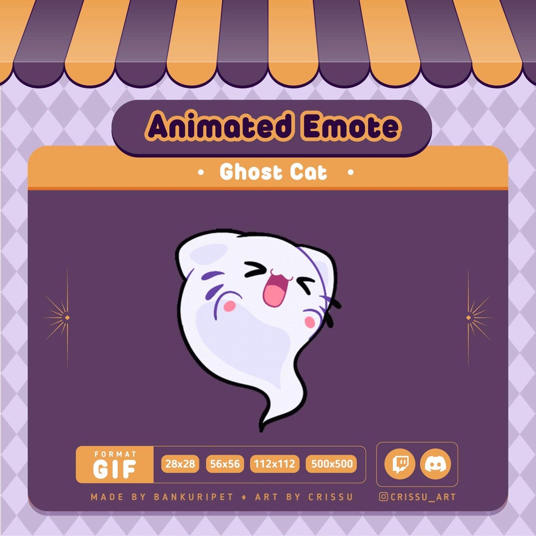 Animated Cute Ghost Cat Emote / Halloween / Twitch / Discord / Kawaii ...