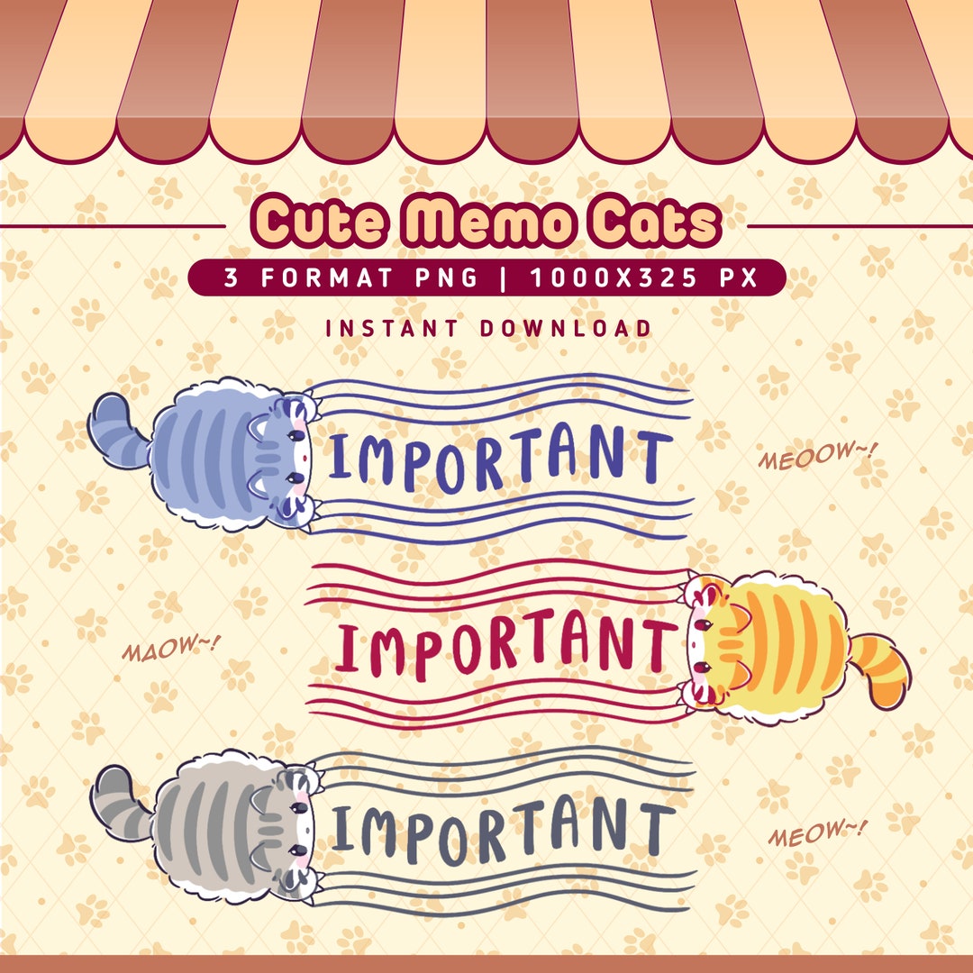 Cute Memo Important Cats / Digital / Goodnotes / Memo Pad / Planner ...