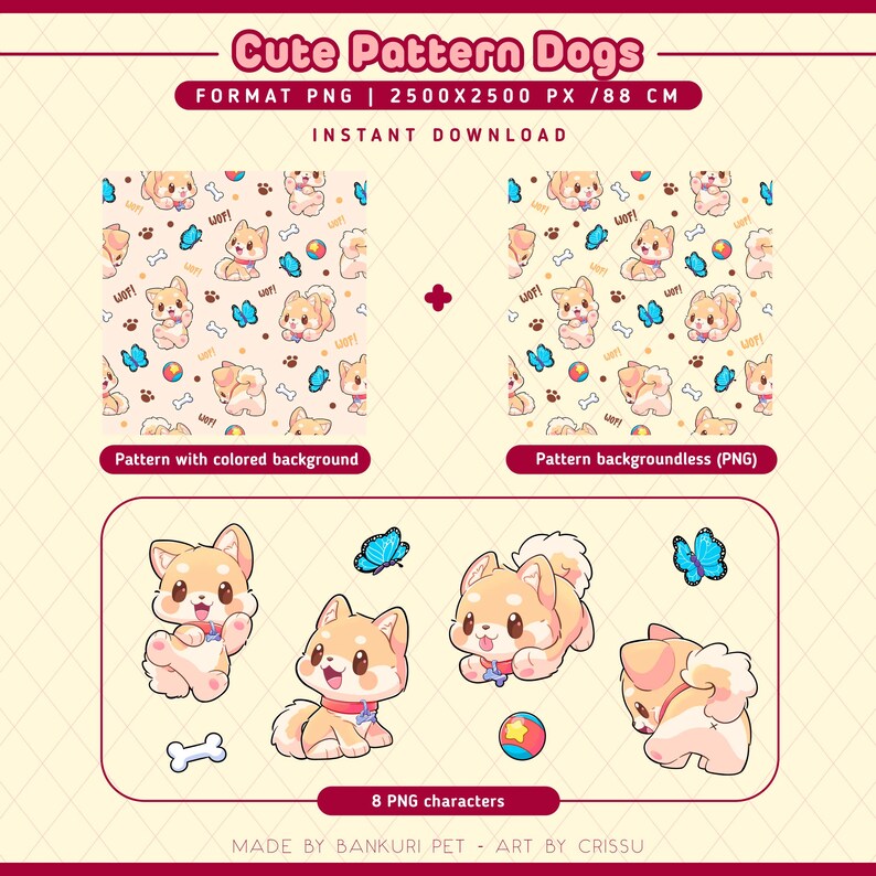 Shiba Inu Pattern | Commercial Use | Seamless Pattern | Shiba Inu Dog ...