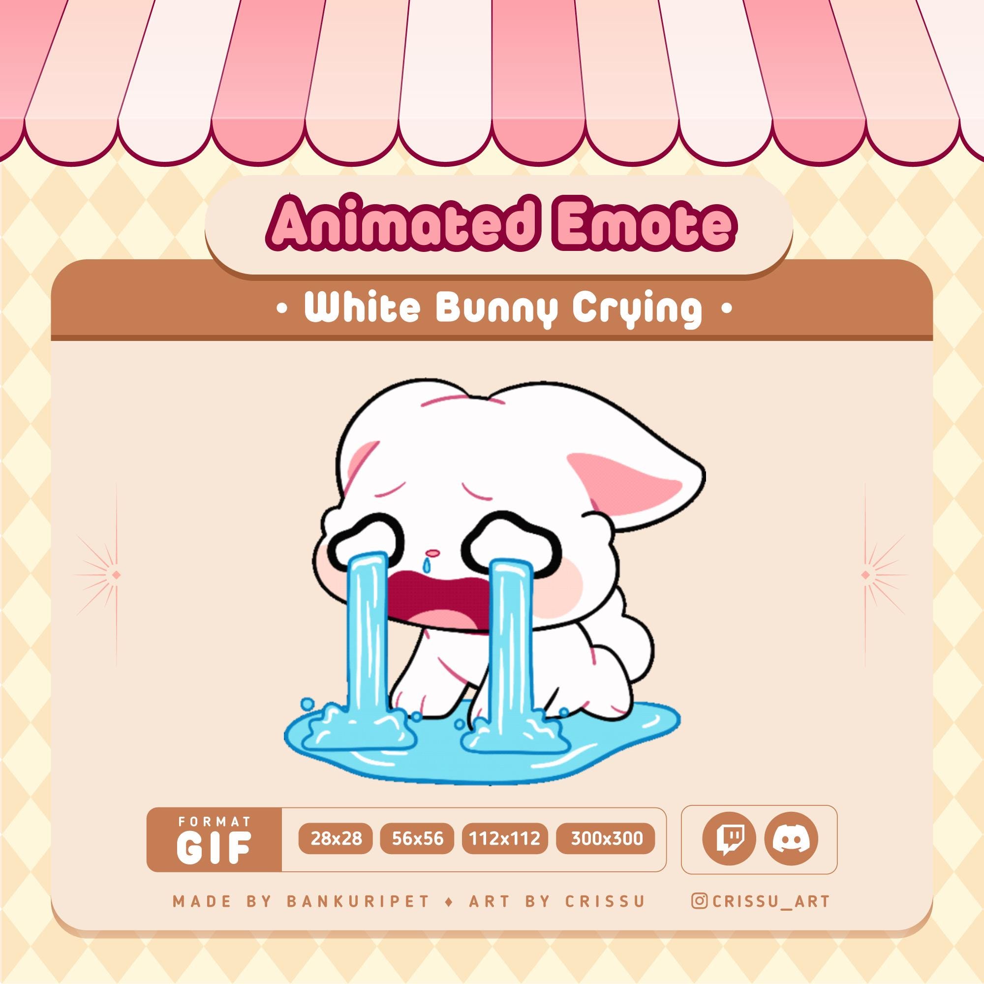 Animated White Bunny Crying Emote / Crying Bunny / Funny Bunny Emote ...