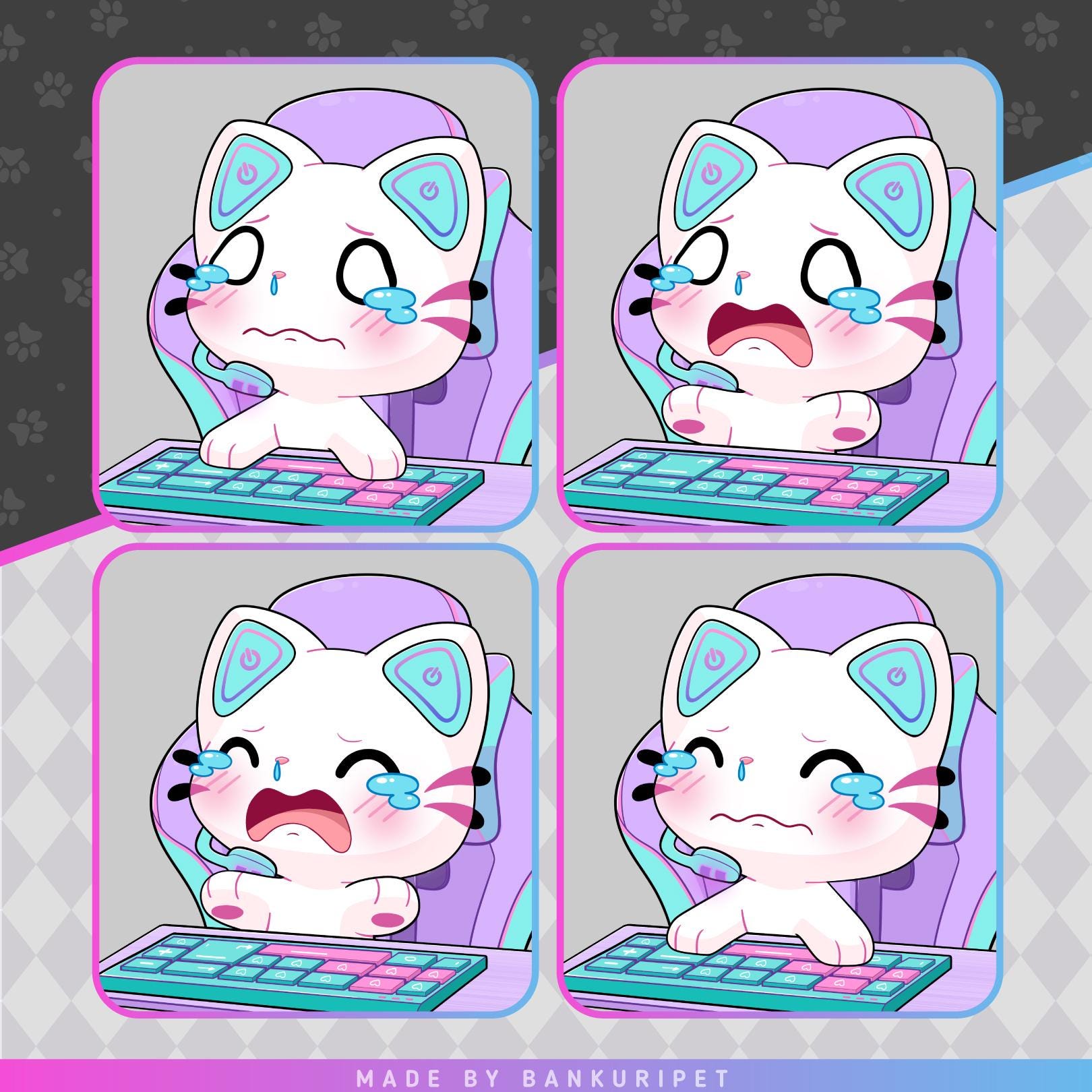 Gamer White Cat Pngtuber | Avatar for Streaming Twitch, Discord and ...
