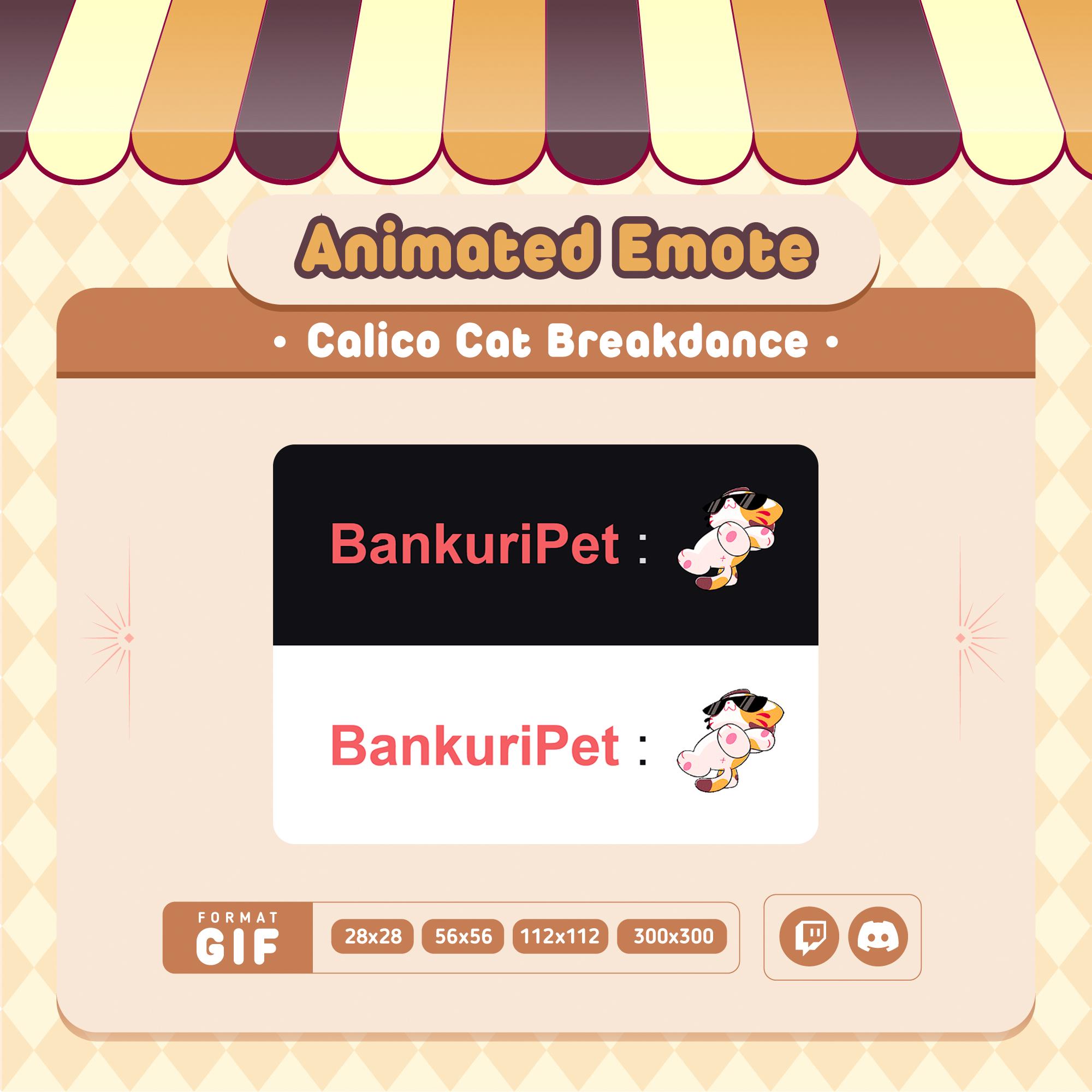 Animated Calico Cat Breakdance Emote / Dancing Cat / Twitch / Discord ...