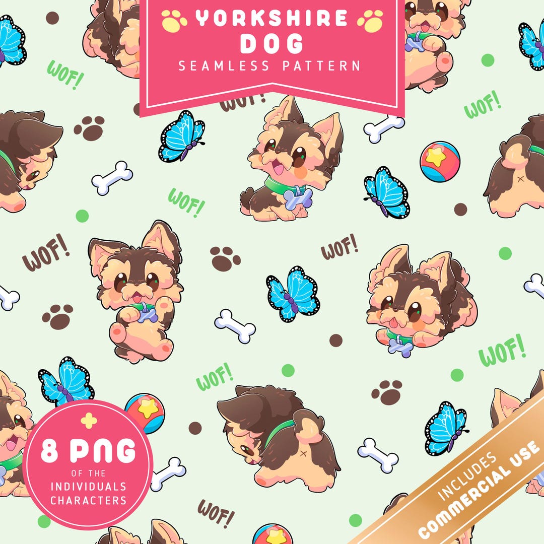 Yorkshire Pattern | Commercial Use | Seamless Pattern | Yorkshire Dog ...