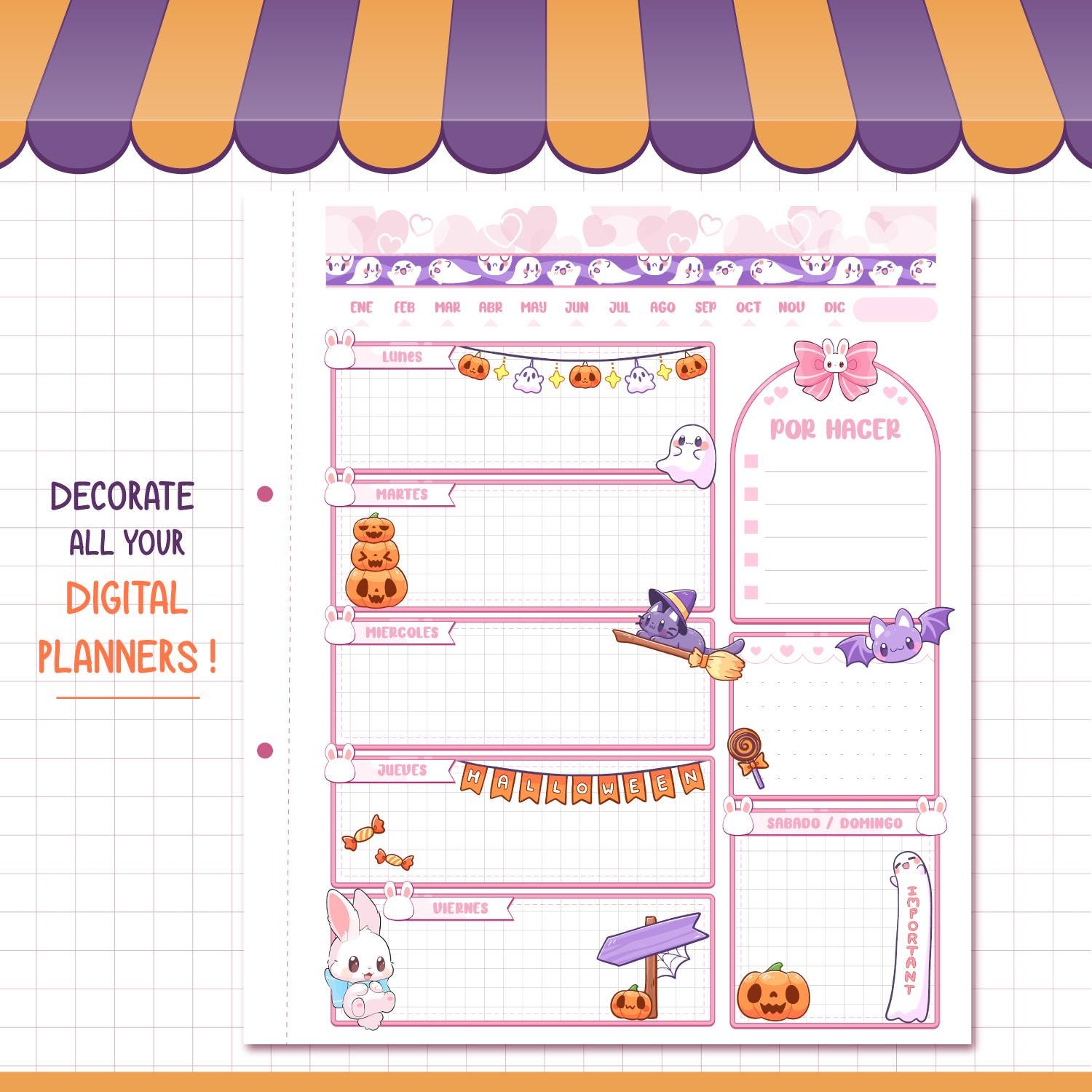 Kawaii Cute Halloween Clipart Cute Halloween Digital Stickers Spooky ...