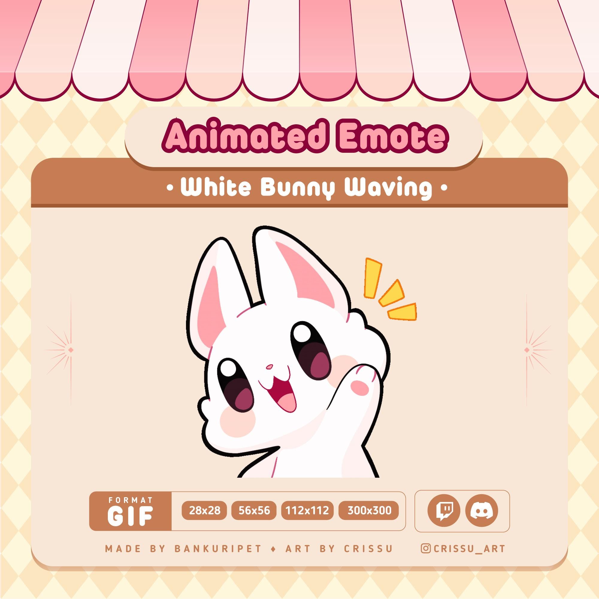 Animated White Bunny Waving Emote / Hi Bunny / Twitch / Discord / Gif ...