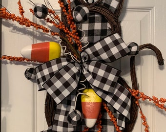 Fall Halloween Cat Wreath - Etsy