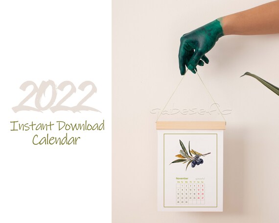 Instant Download Printable Calendar Botanical 2022 Calendar | Etsy