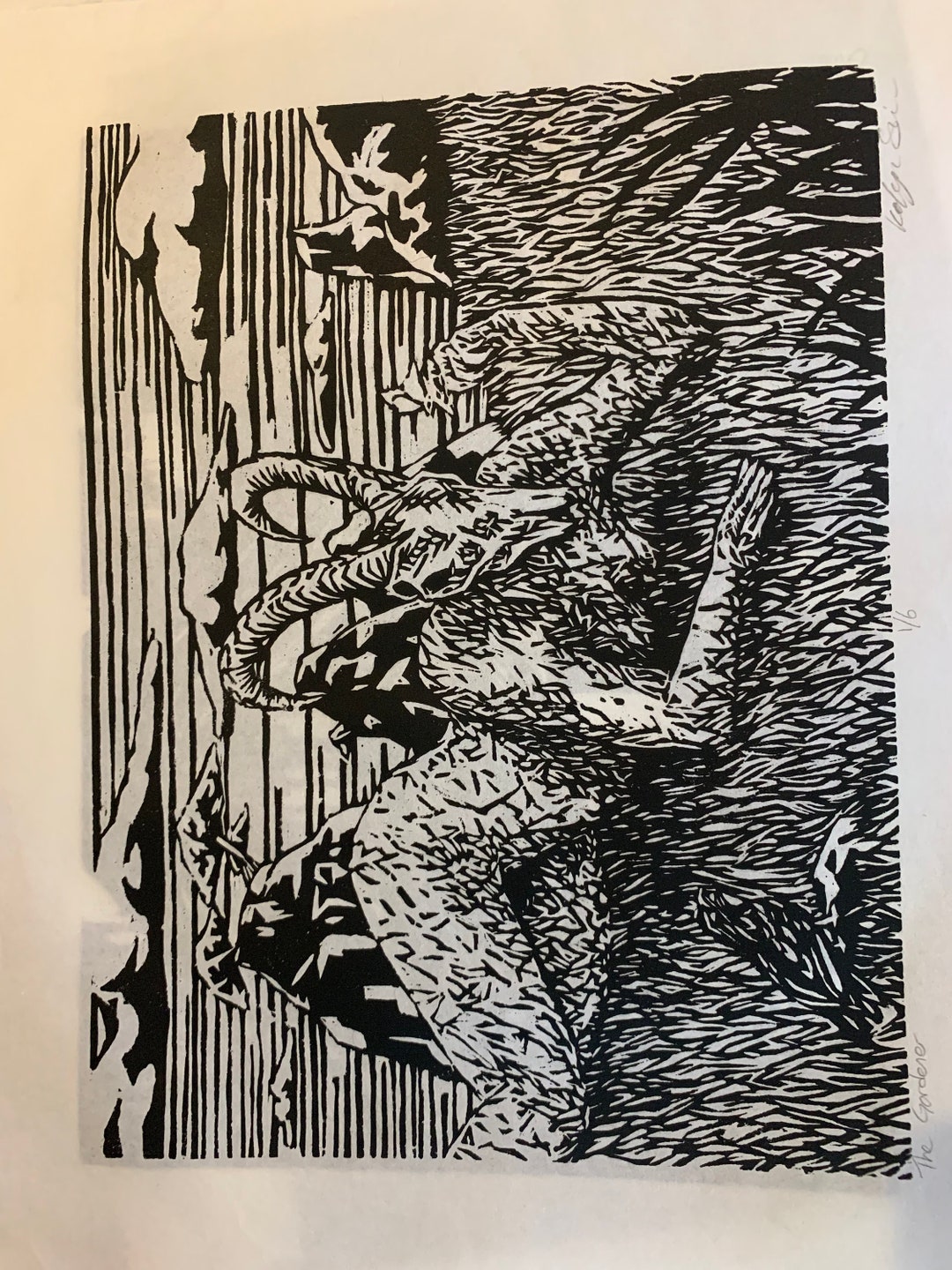 The Gardener” Woodcut Print - Etsy