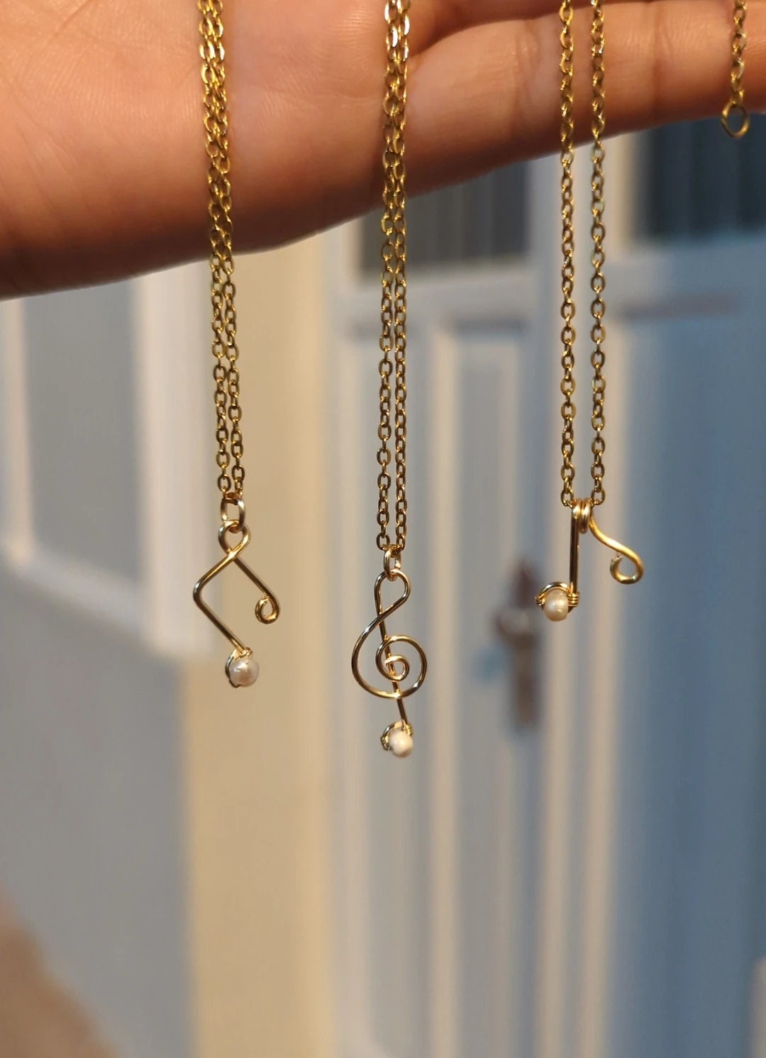 Music Note Necklace/musical Notes/musical Note Necklaces/treble Clef - Etsy