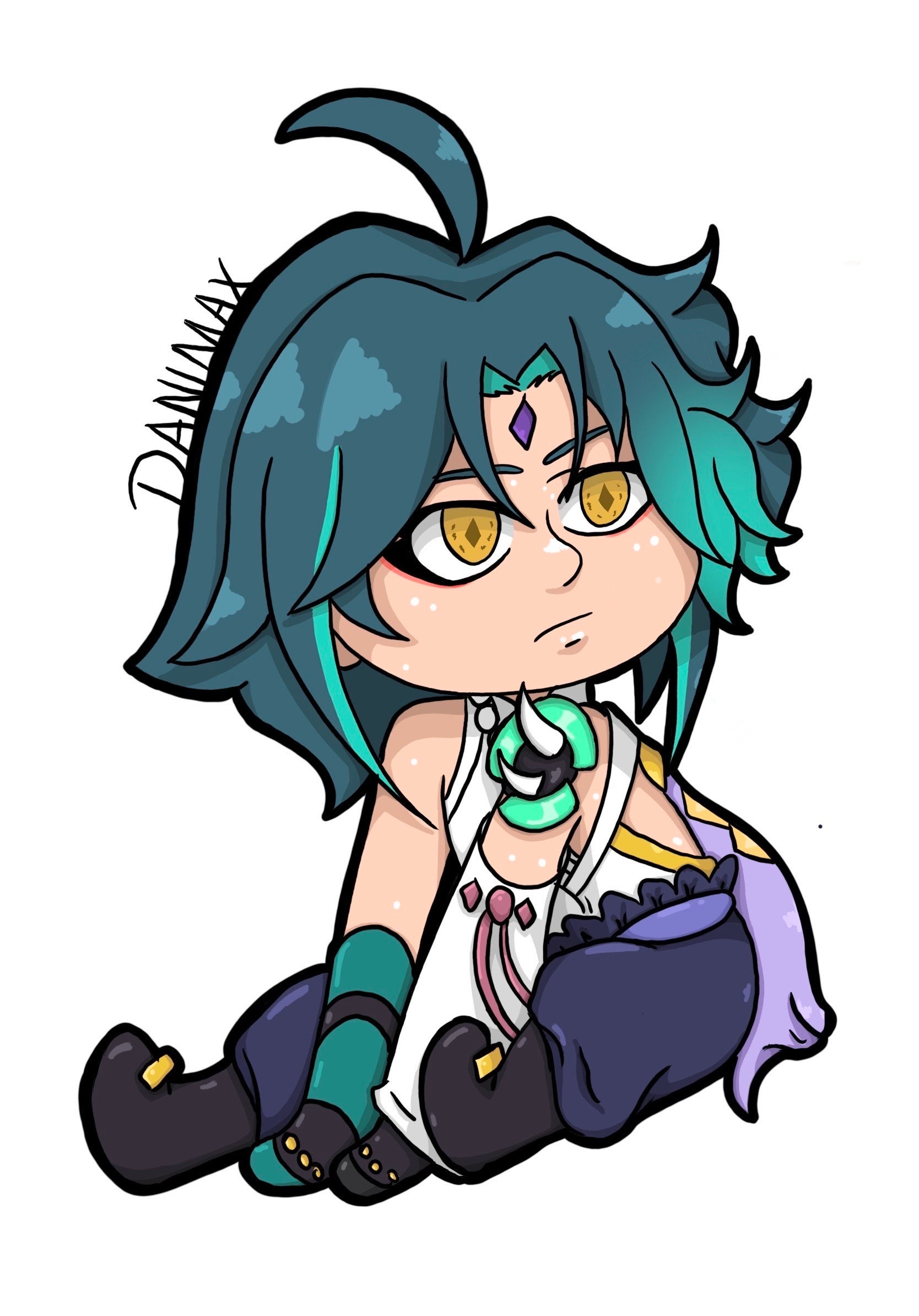 Genshin Impact Chibi Xiao Keychain Adorable Guardian of Liyue's Almond ...