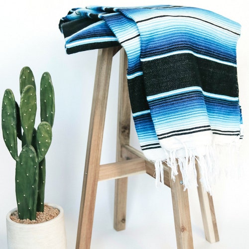 Mexican Serape Sarape ZARAPE Blanket Saltillo BLUE 2 | Etsy