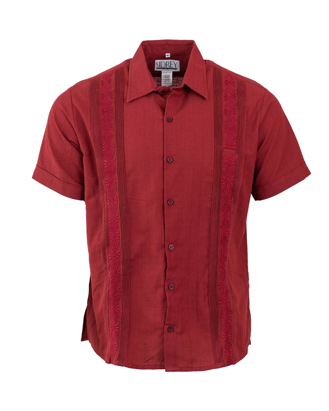 Men's Guayabera Guayamisa Style Shirt Burgundy - MONOCHROMATIC ...