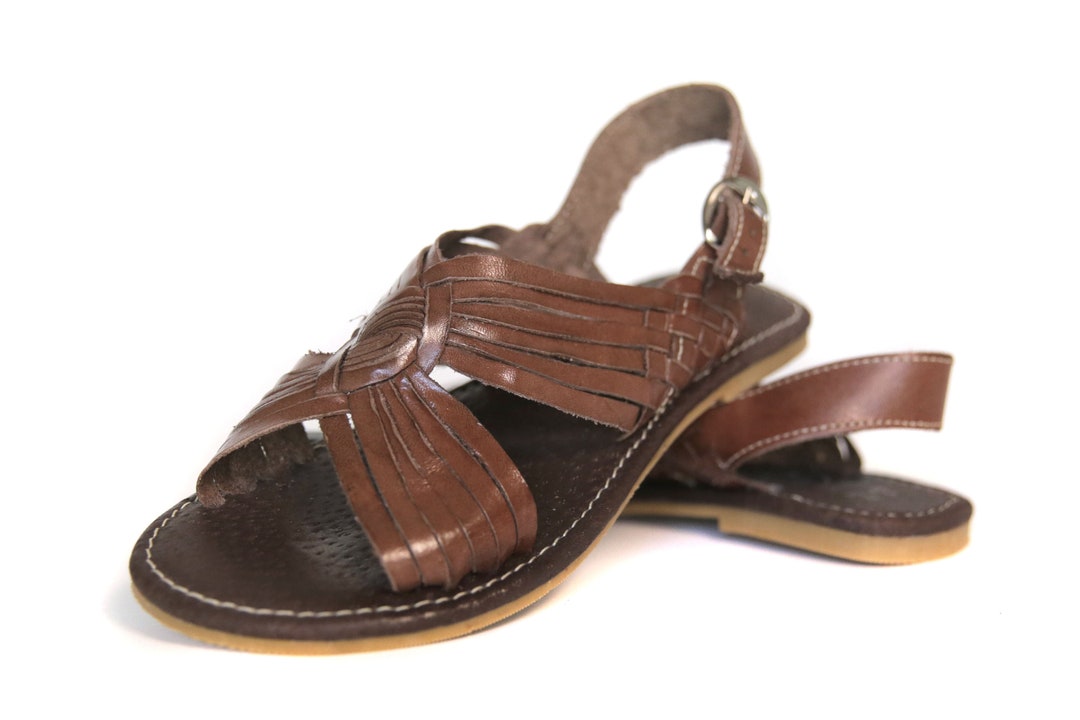 CLASSIC Women's Mexican Huarache Sandals DARK BROWN 142 Handwoven ...