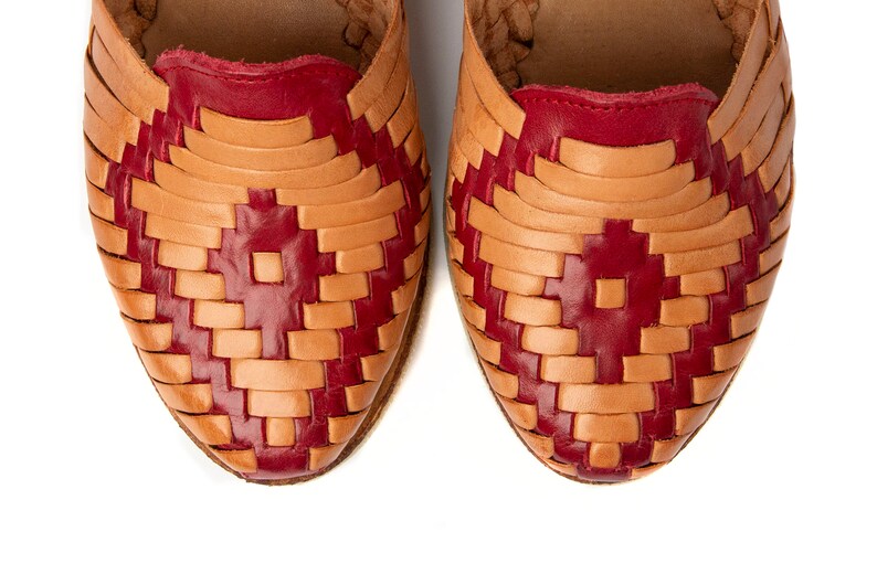 Women's Mexican Sandals FLATS Closed Toe Red Tan 24 - Etsy