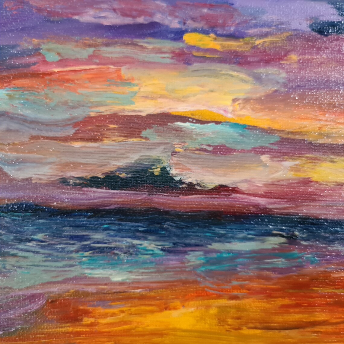 Seascape Night Sea Oil Painting on Canvas on a Stretcher | Etsy