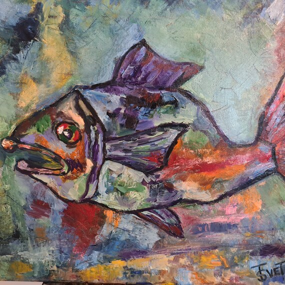 Fish Painting Original Painting Fish Wall Art Oil Painting - Etsy