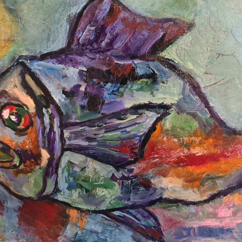 Fish Painting Original Painting Fish Wall Art Oil Painting Above Sofa ...