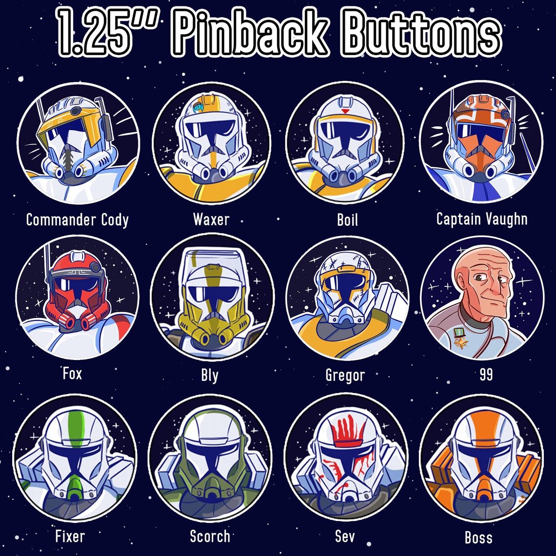 Star Wars the Clone Wars Assorted Small Pinback Buttons - Etsy