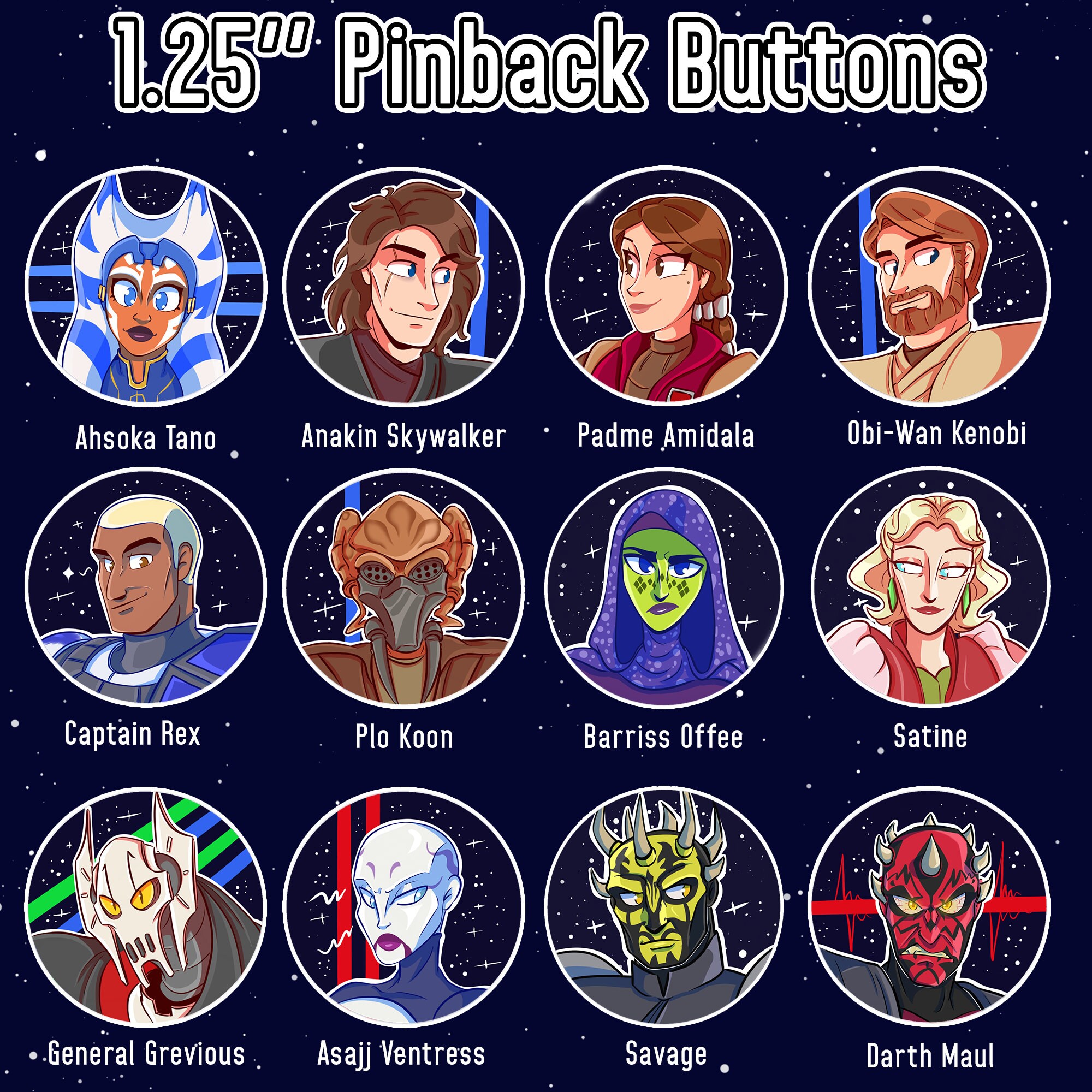 Star Wars the Clone Wars Assorted Small Pinback Buttons - Etsy