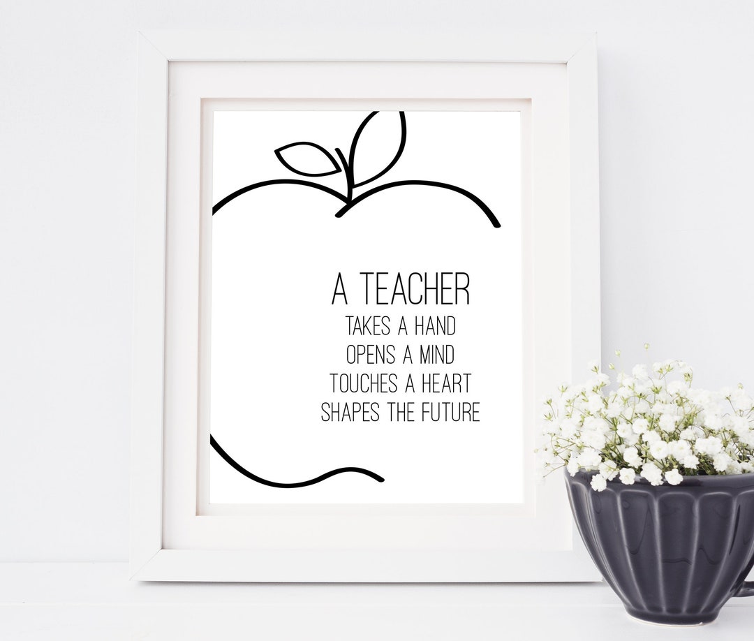 Apple Teacher Gift, A Teacher Takes A Hand Digital Print, Teacher Thank ...