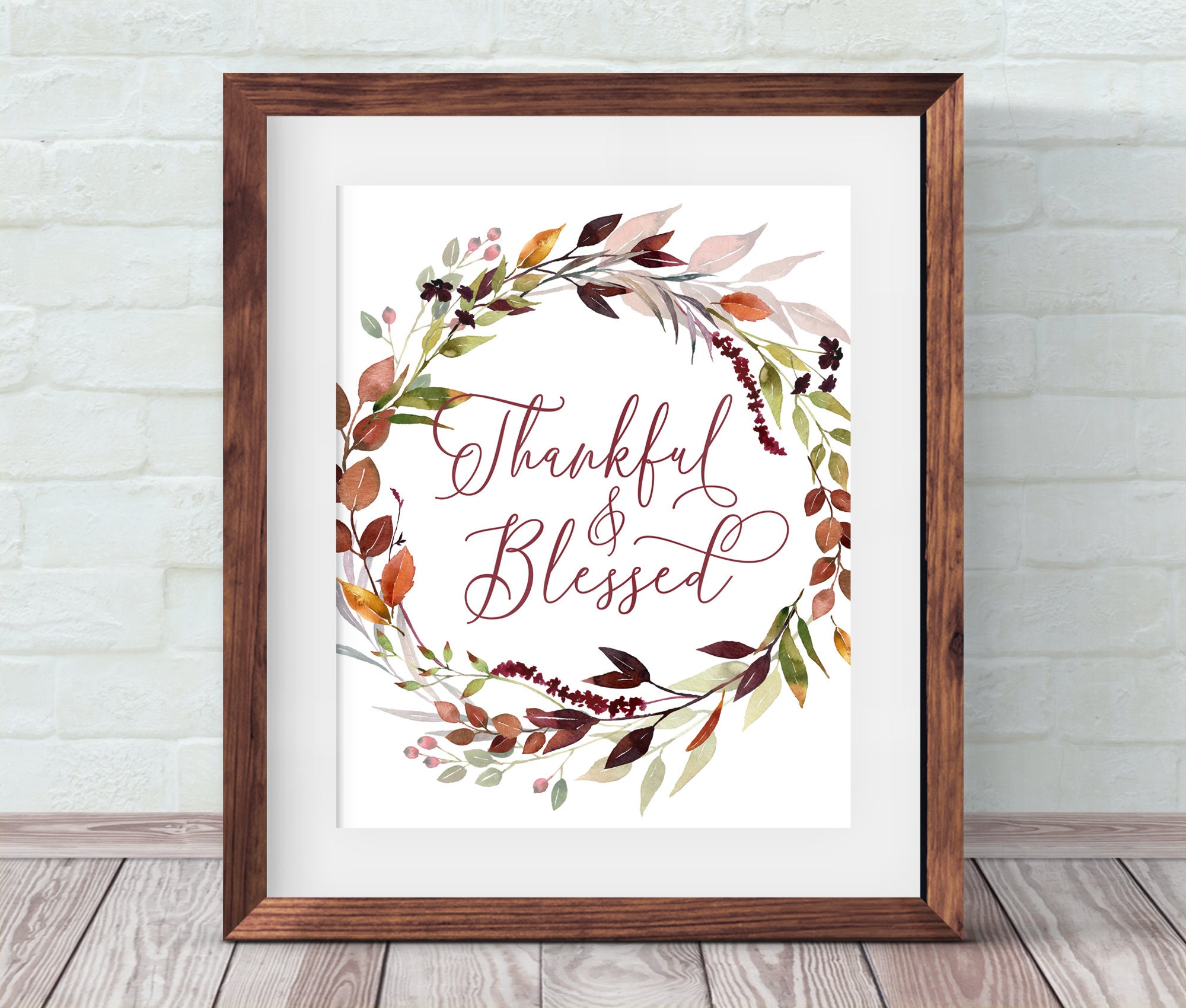 Thankful & Blessed PRINTABLE, Thanksgiving Sign for Fall Table Decor ...