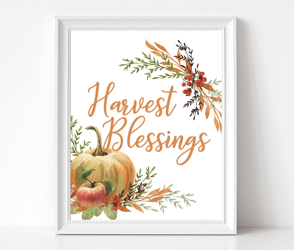 HARVEST BLESSINGS Autumn Printable, Thanksgiving Download for Fall ...