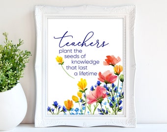 Teacher Appreciation Gift Print, Thank You Teacher Printable Gift ...