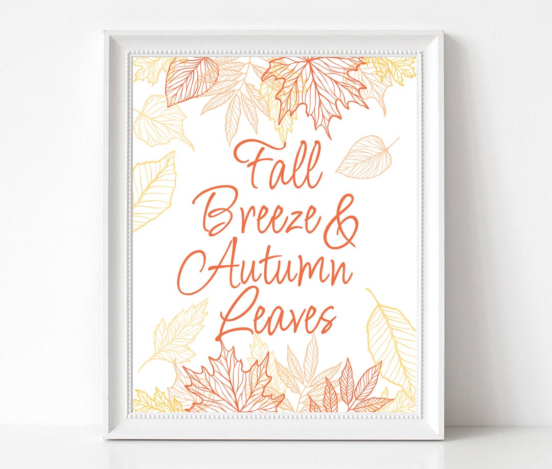 Fall Breeze and Autumn Leaves PRINTABLE, Autumn Decoration and Fall ...