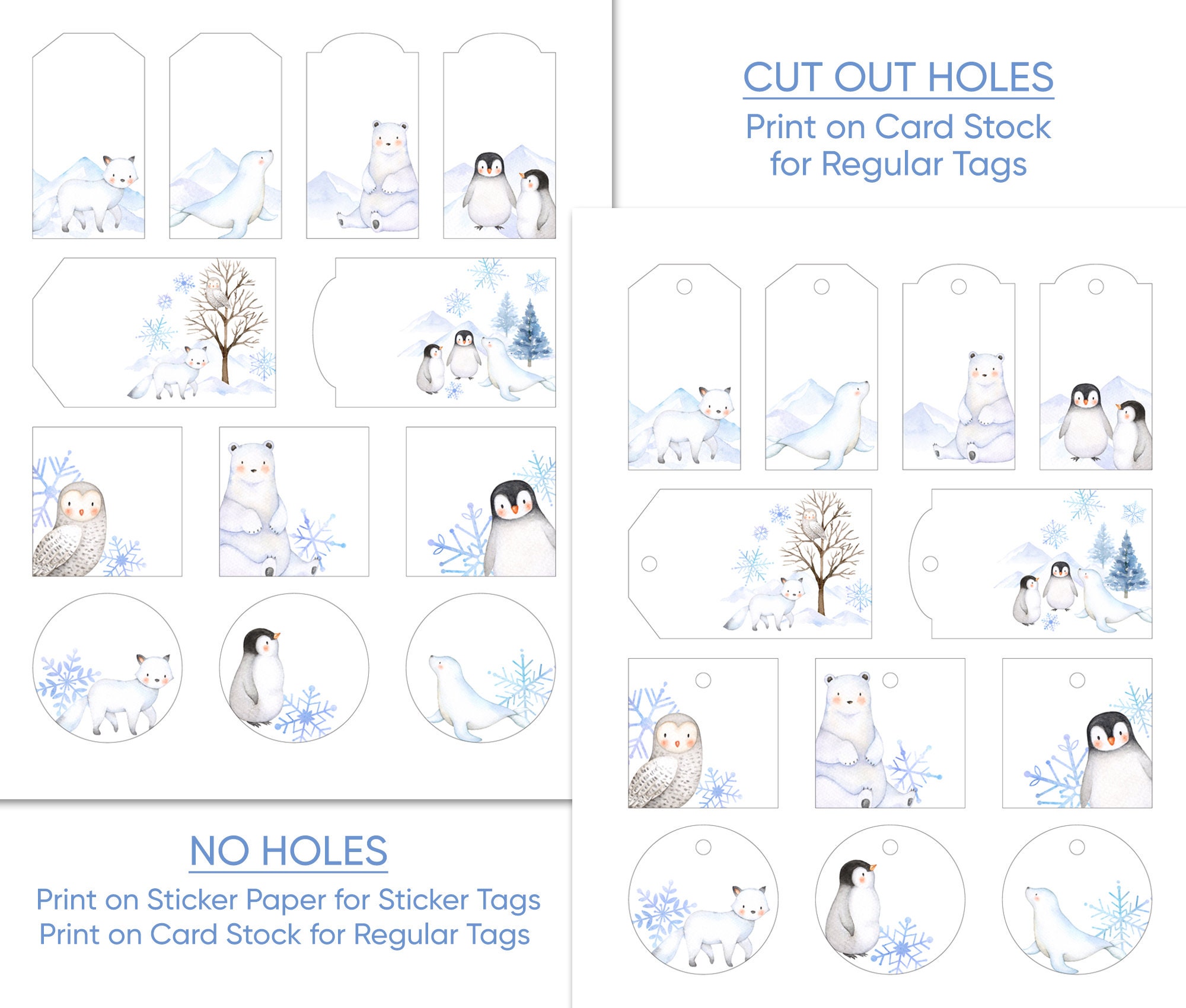 CHRISTMAS GIFT TAGS Printable for Hanging Tags and Seasonal Stickers ...