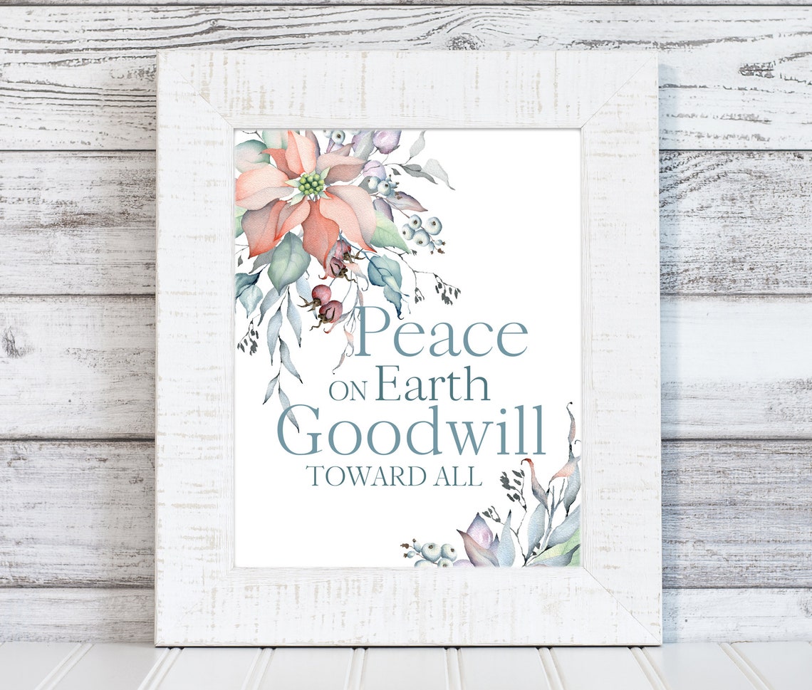 PEACE ON EARTH Christmas Print, Christmas Quote Printable for Holiday ...