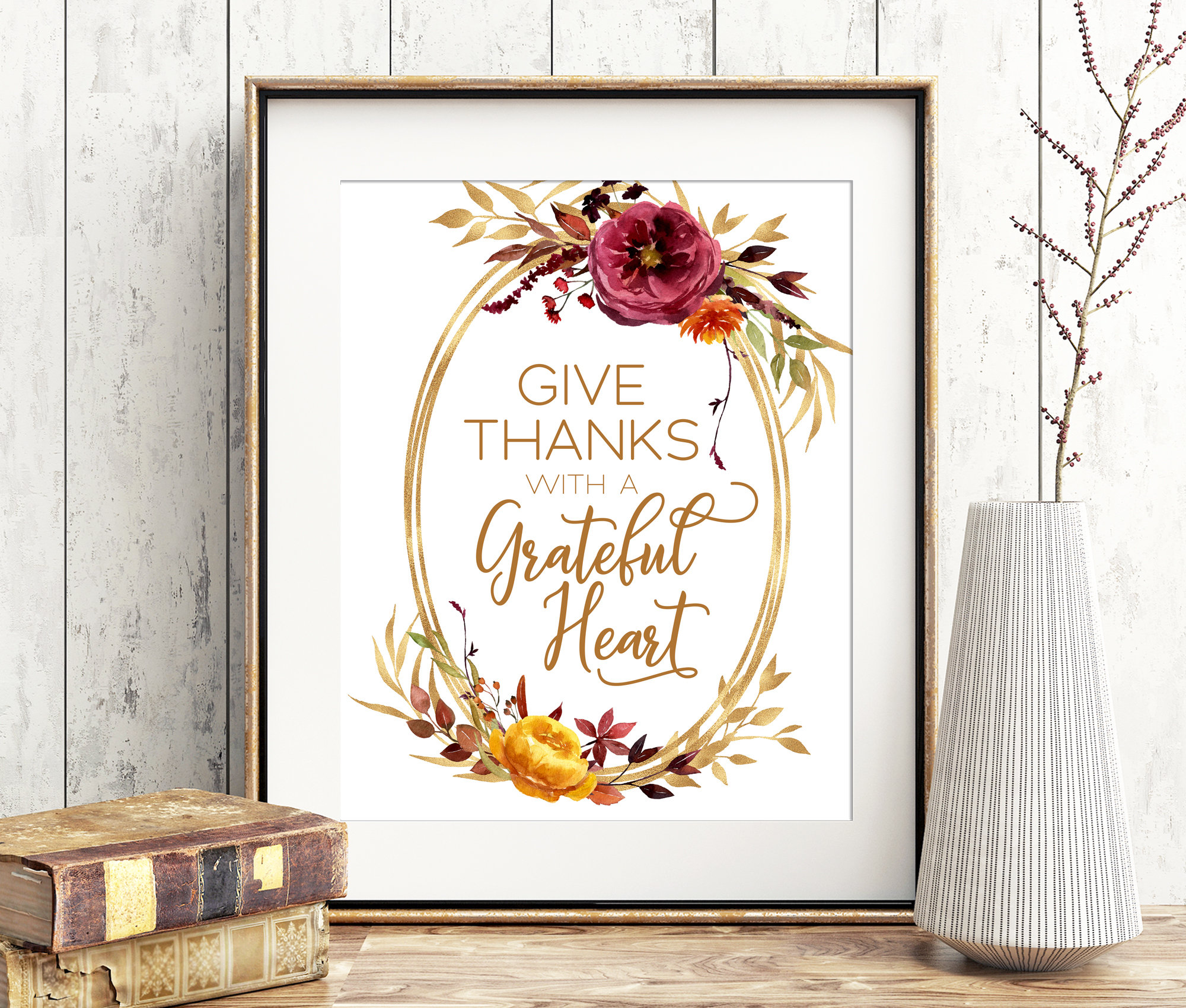 Give Thanks With A Grateful Heart PRINTABLE, Thanksgiving Digital ...