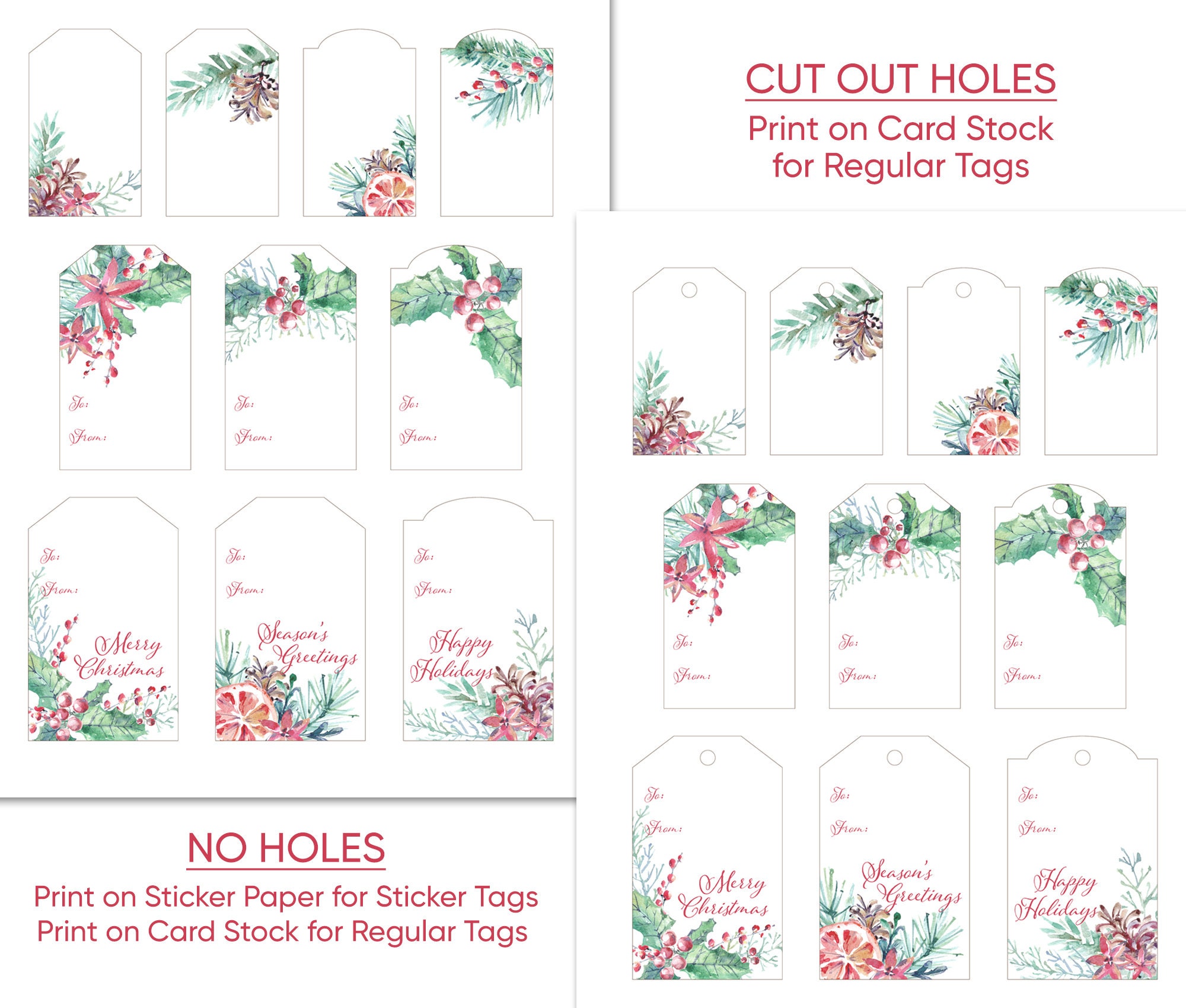 PRINTABLE CHRISTMAS TAGS for Hanging Tags and Holiday Stickers ...