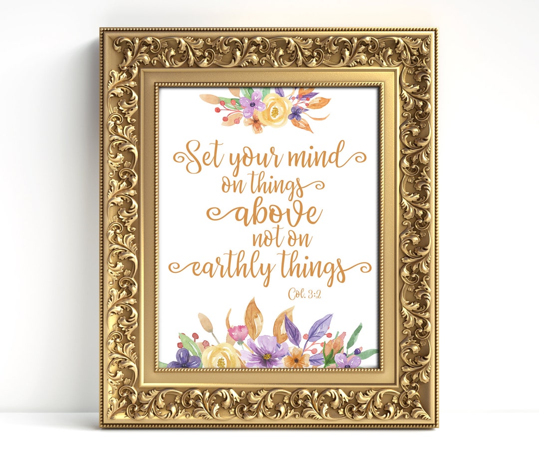 Bible Verse Wall Art, Set Your Mind on Things Above, Digital Print ...