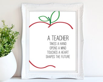 8x10 Teacher Appreciation Printable. Apple Word Art. Virtual - Etsy
