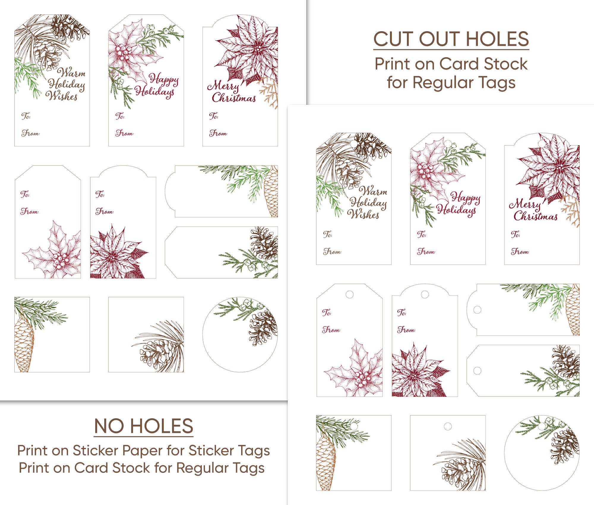 PRINTABLE CHRISTMAS TAGS, Hanging Tags and Holiday Stickers ...