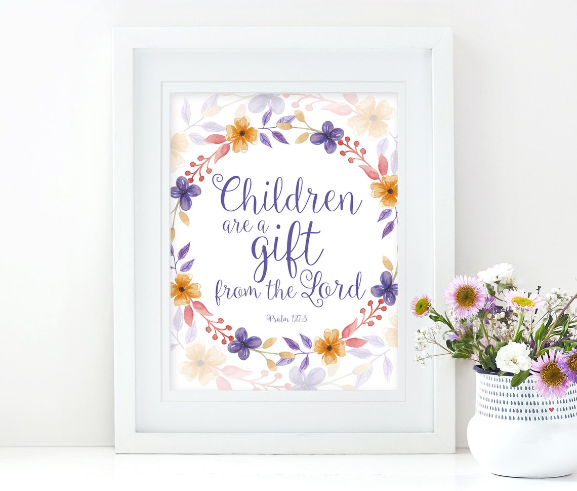Bible Verse Wall Art, Children Are a Gift From the Lord, Watercolor ...