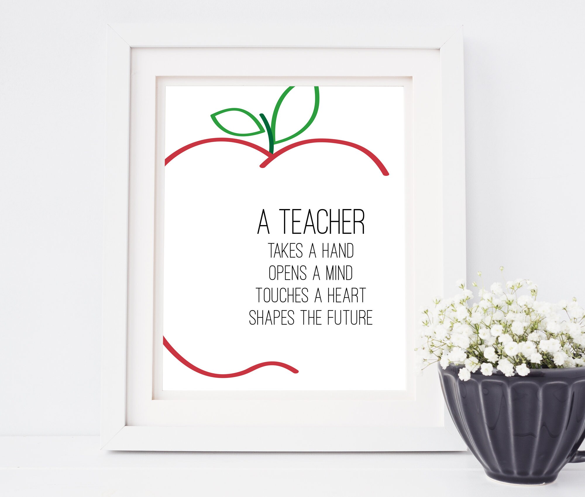 Apple Teacher Gift, A Teacher Takes A Hand Digital Print, Teacher Thank ...