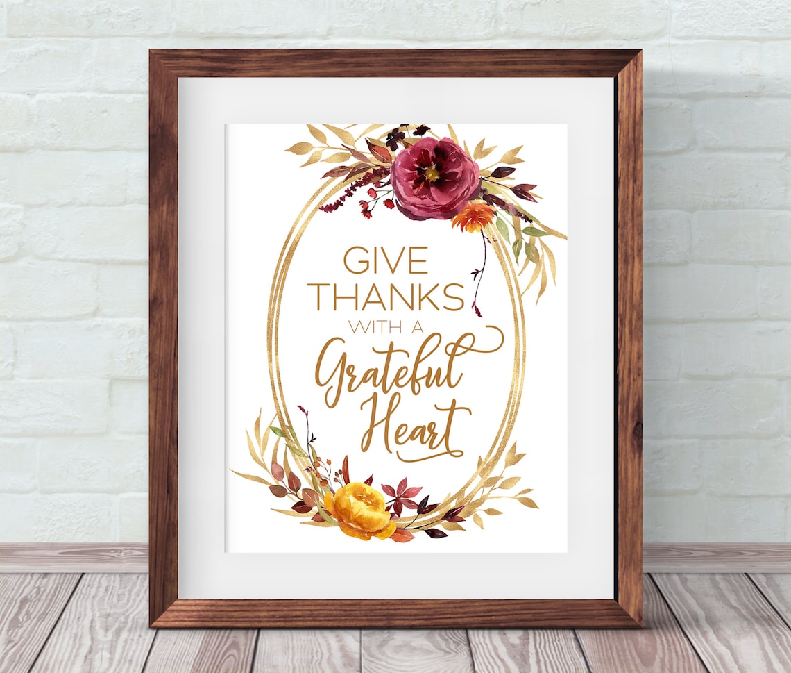 Give Thanks With A Grateful Heart PRINTABLE, Thanksgiving Digital ...