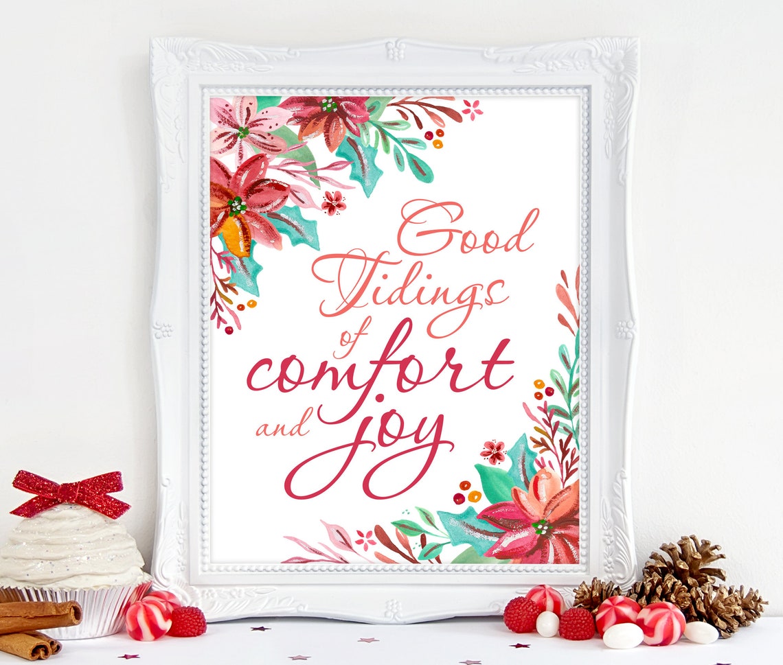 Good Tidings of Comfort and Joy, Christmas Printable Art for Holiday ...