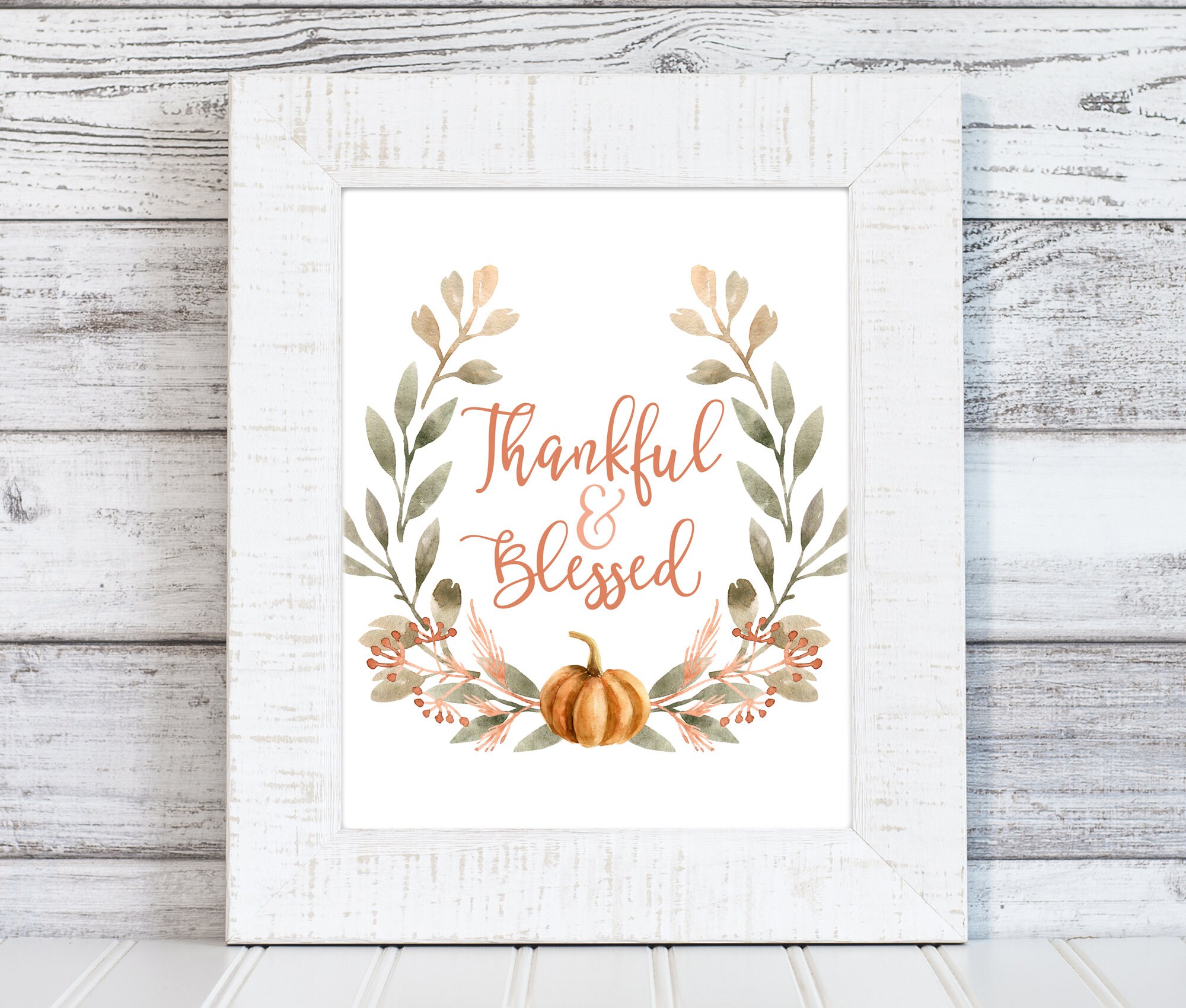 THANKFUL & BLESSED Autumn Printable, Thanksgiving Digital Download for ...
