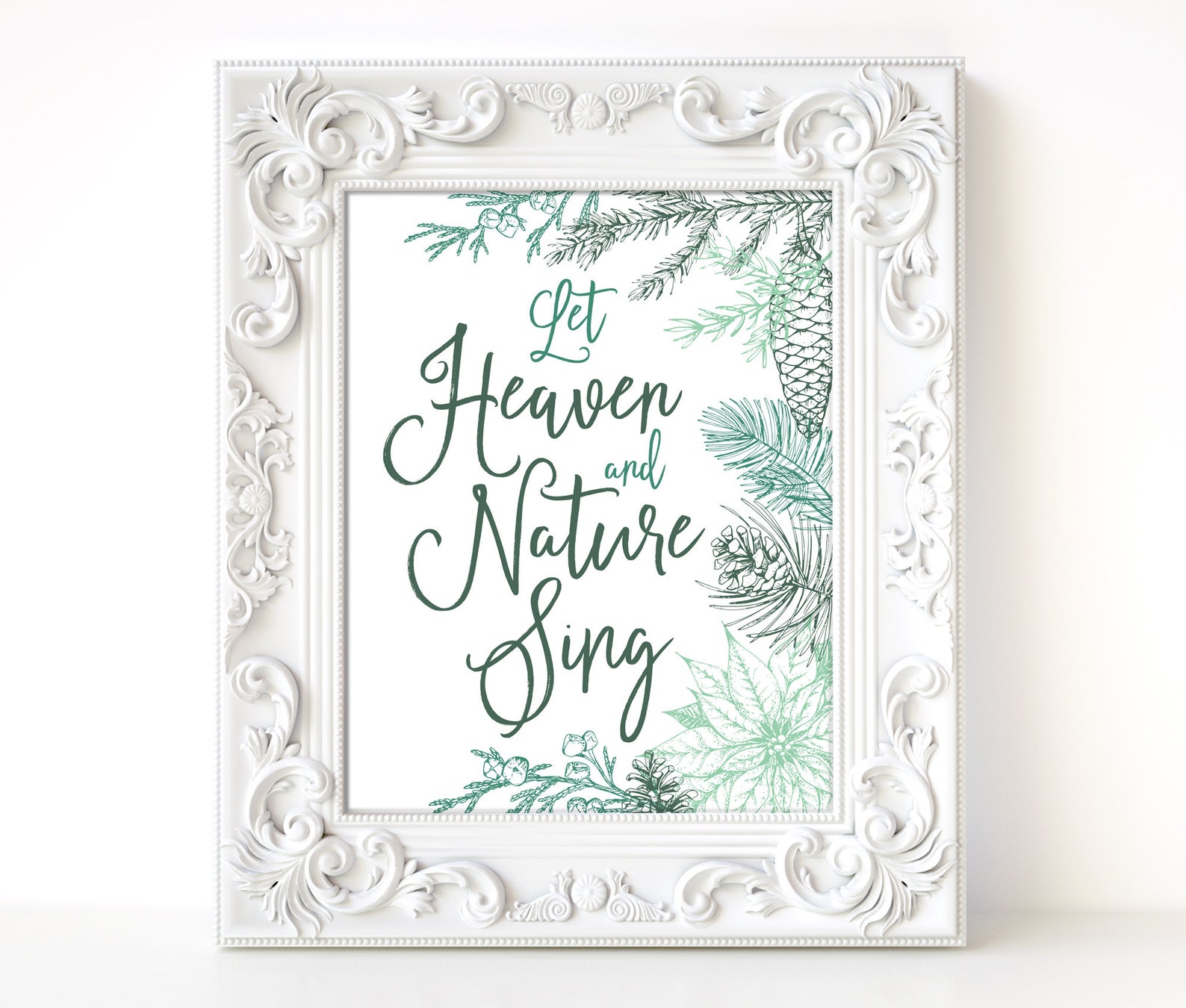 Let Heaven and Nature Sing DIGITAL PRINT, Christmas Quote Printable for ...
