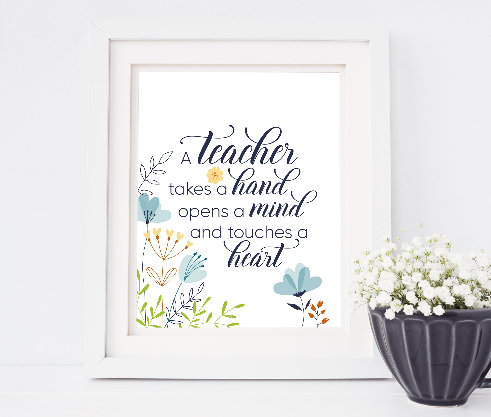 A Teacher Takes A Hand PRINTABLE, Teacher Appreciation Gift for Wall ...