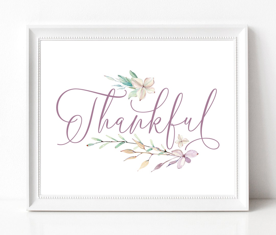 THANKFUL Digital Print, Autumn Sign for Fall Table Decor, Thankful Art ...