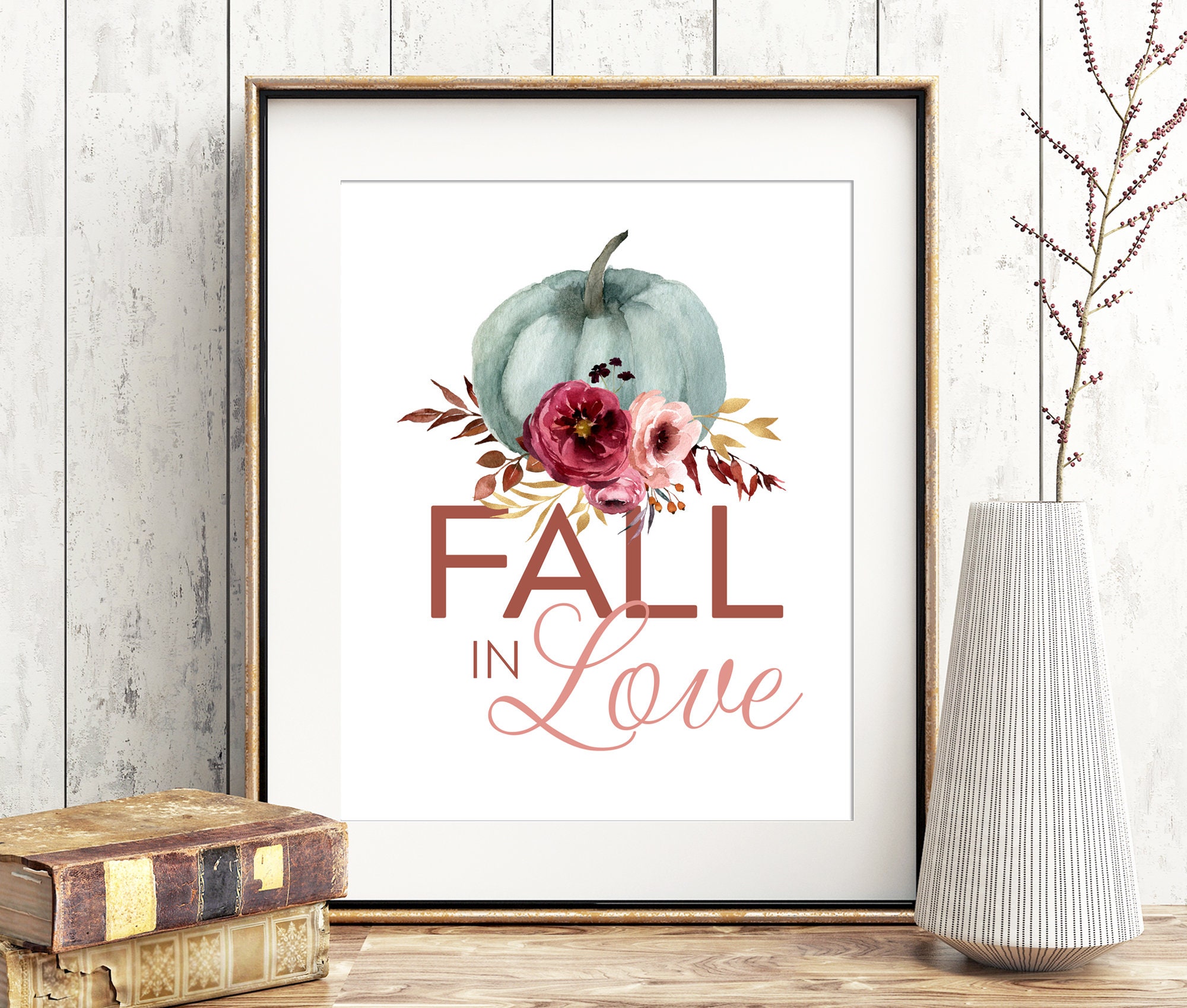 FALL IN LOVE Printable, Autumn Digital Print for Fall Table Decor and ...