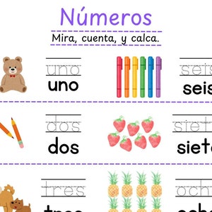 Tracing and Matching Numbers 1-10 Printable Worksheet in Spanish ...