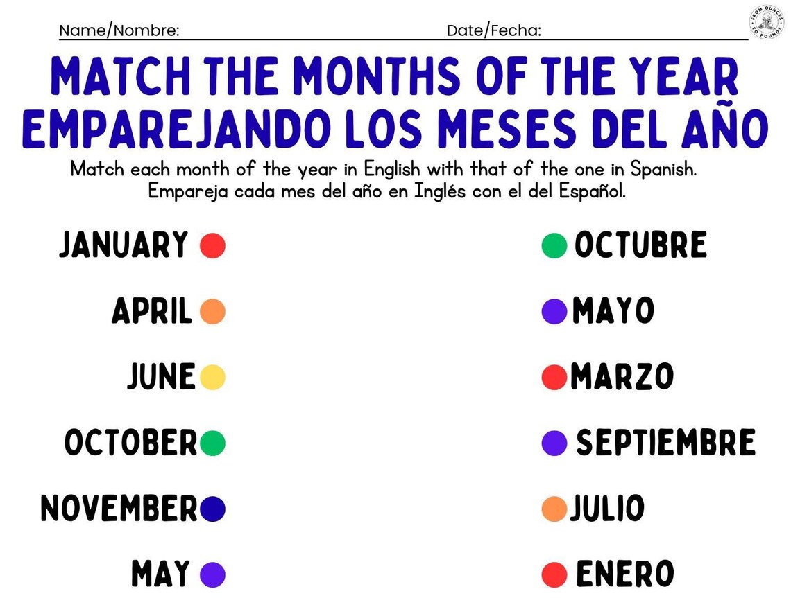 Months of the Year/los Meses Del Año: Bilingual Educational Poster ...