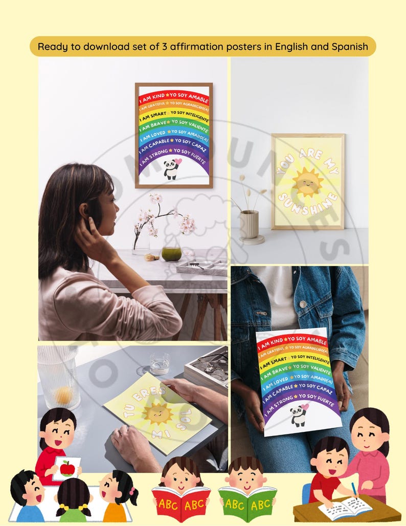 Feelings, Emotions, and Affirmations Bilingual Educational Posters ...