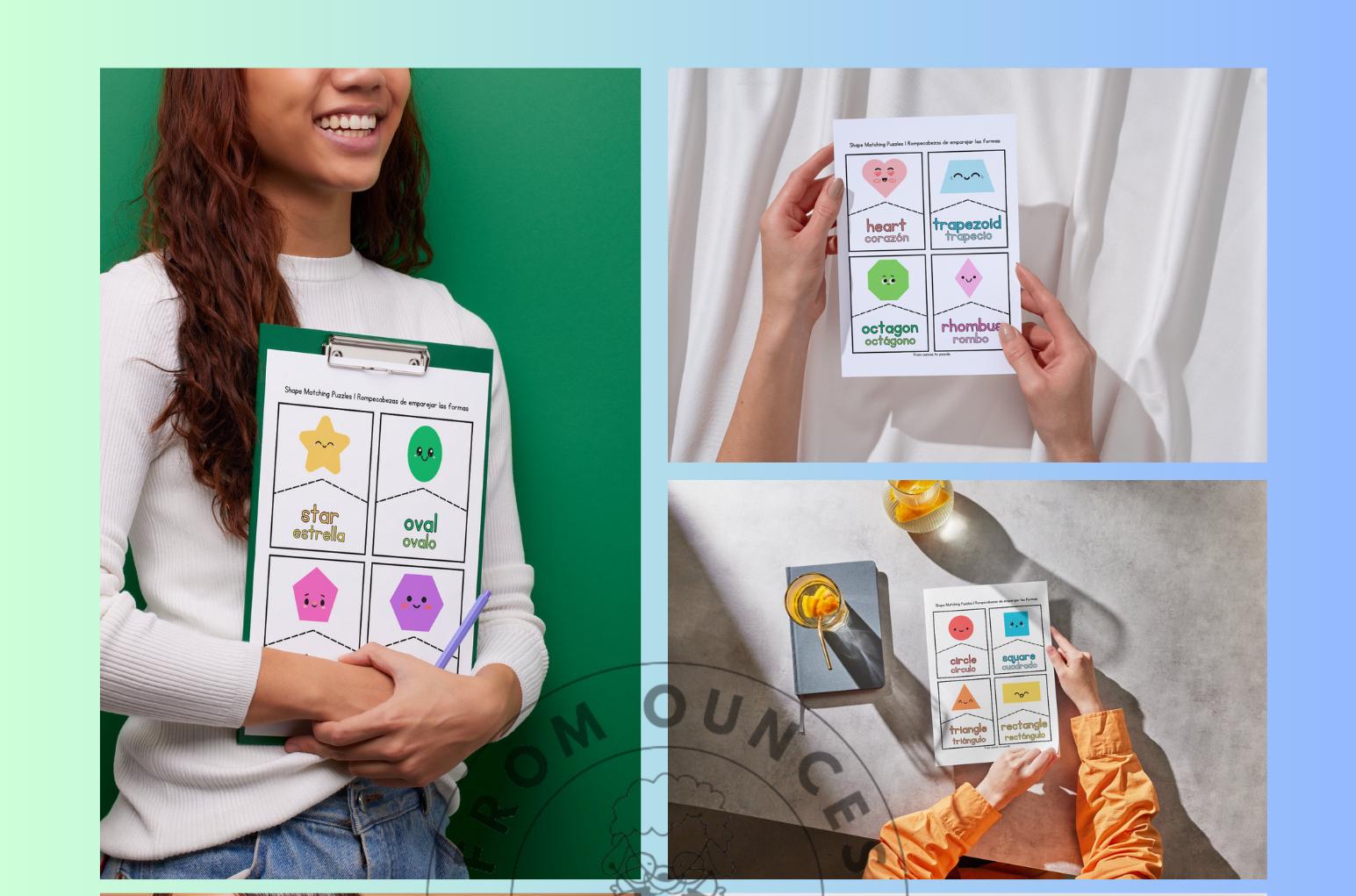 Printable Match the Shapes With Me Puzzle (english &spanish ...