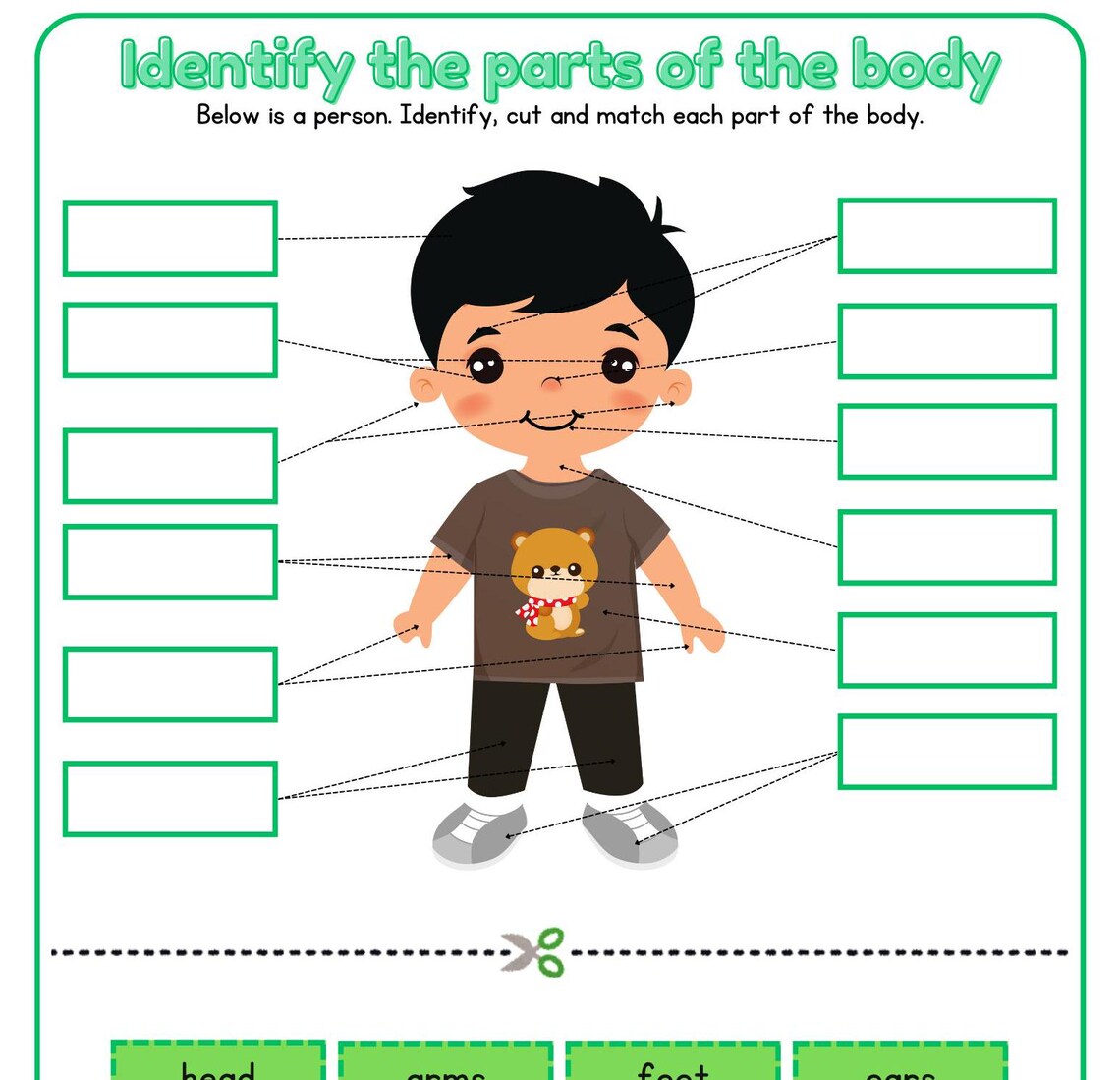 Printable Identify the Parts of the Body Diagram and Worksheet Bundle ...